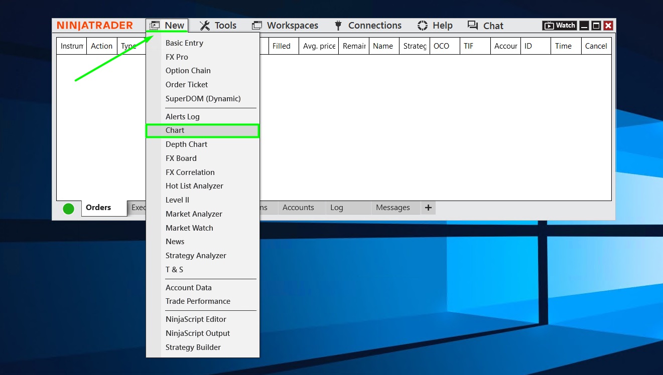 How to create your first chart in NinjaTrader - ChartVPS